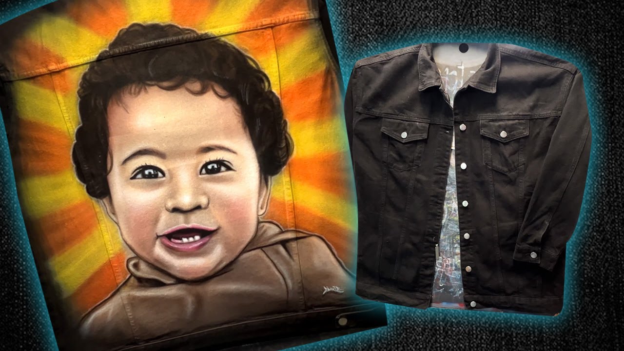 How to Airbrush Black Denim Jacket - YouTube