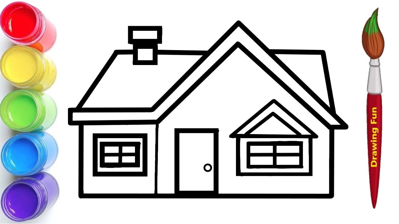 Drawing a House From Shapes | Learn How to Draw Home | Drawing Coloring ...