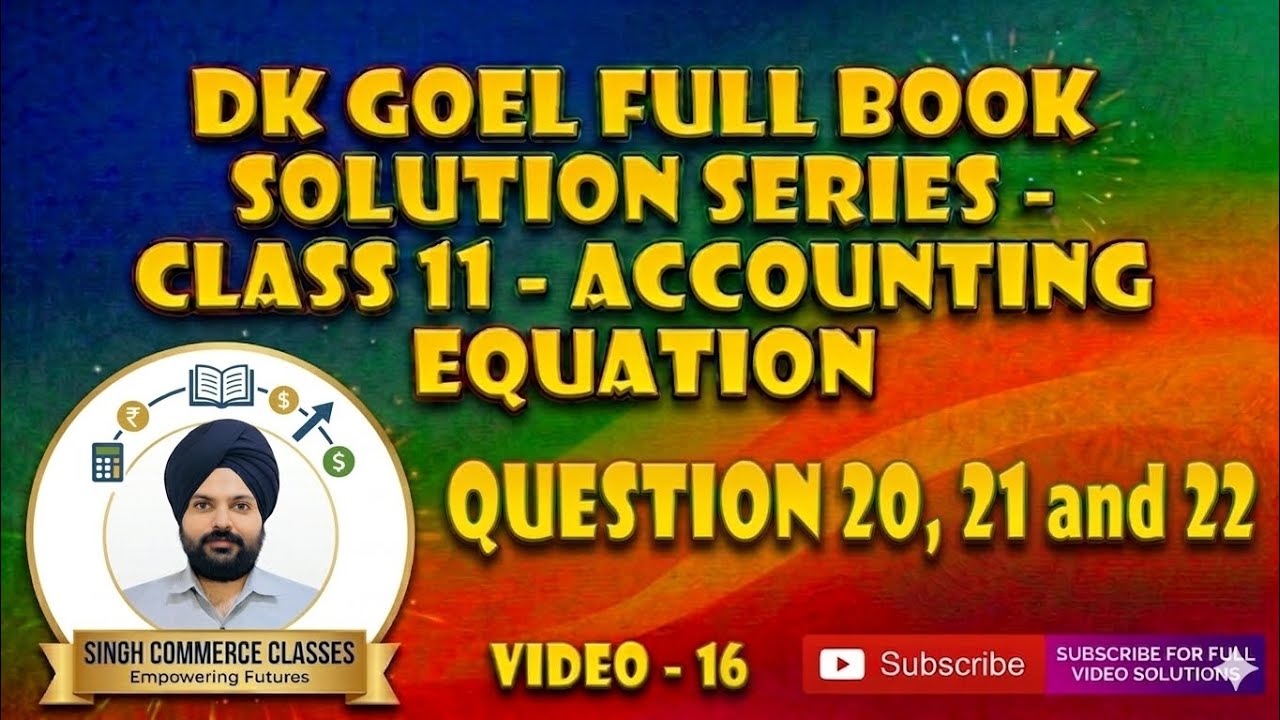 Accounting Equation Ques - 20, 21 & 22 | T-Shaped Account | DK Goel ...