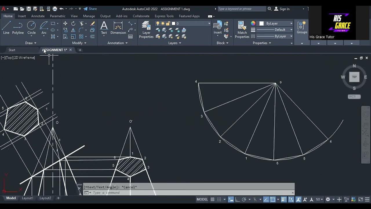 AutoCAD - Surface Development of Frustum of a Truncated Hexagonal Pyramid - YouTube