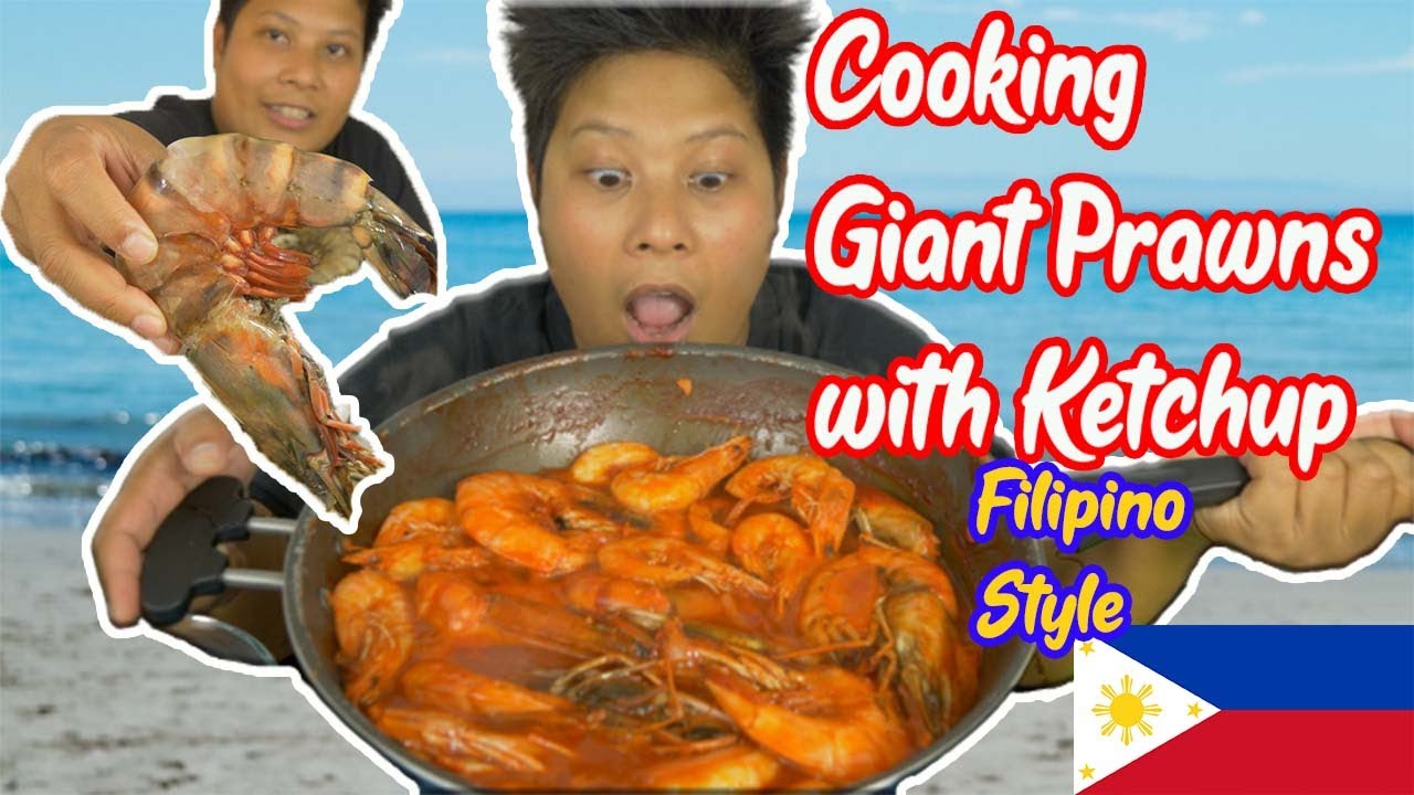 How to cook Giant Prawns with Ketchup Filipino Style - YouTube