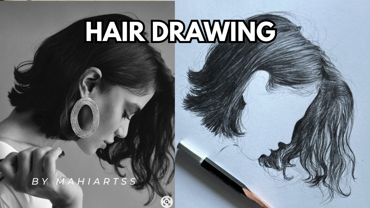 Easy Hair Drawing Tutorial with a Single Pencil - YouTube Tutorial ...