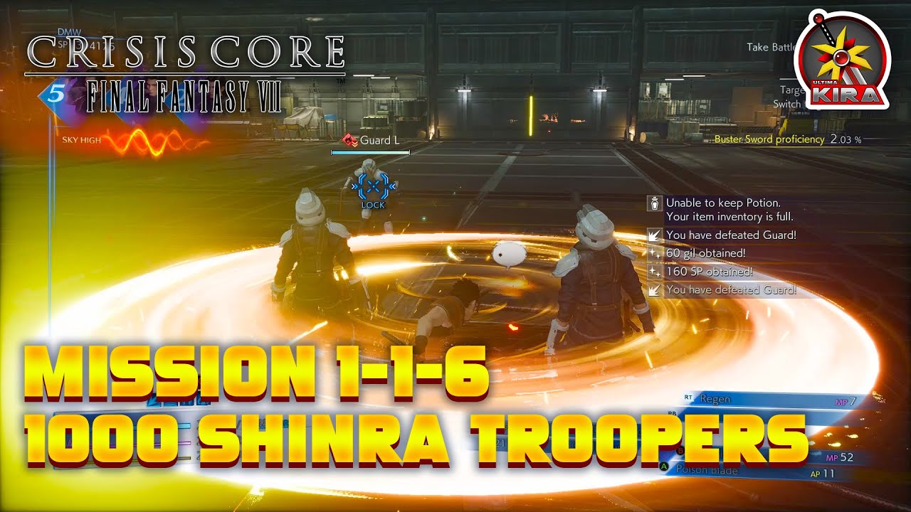 MISSION 1-1-6: 1000 SHINRA TROOPERS - CRISIS CORE: FINAL FANTASY VII ...
