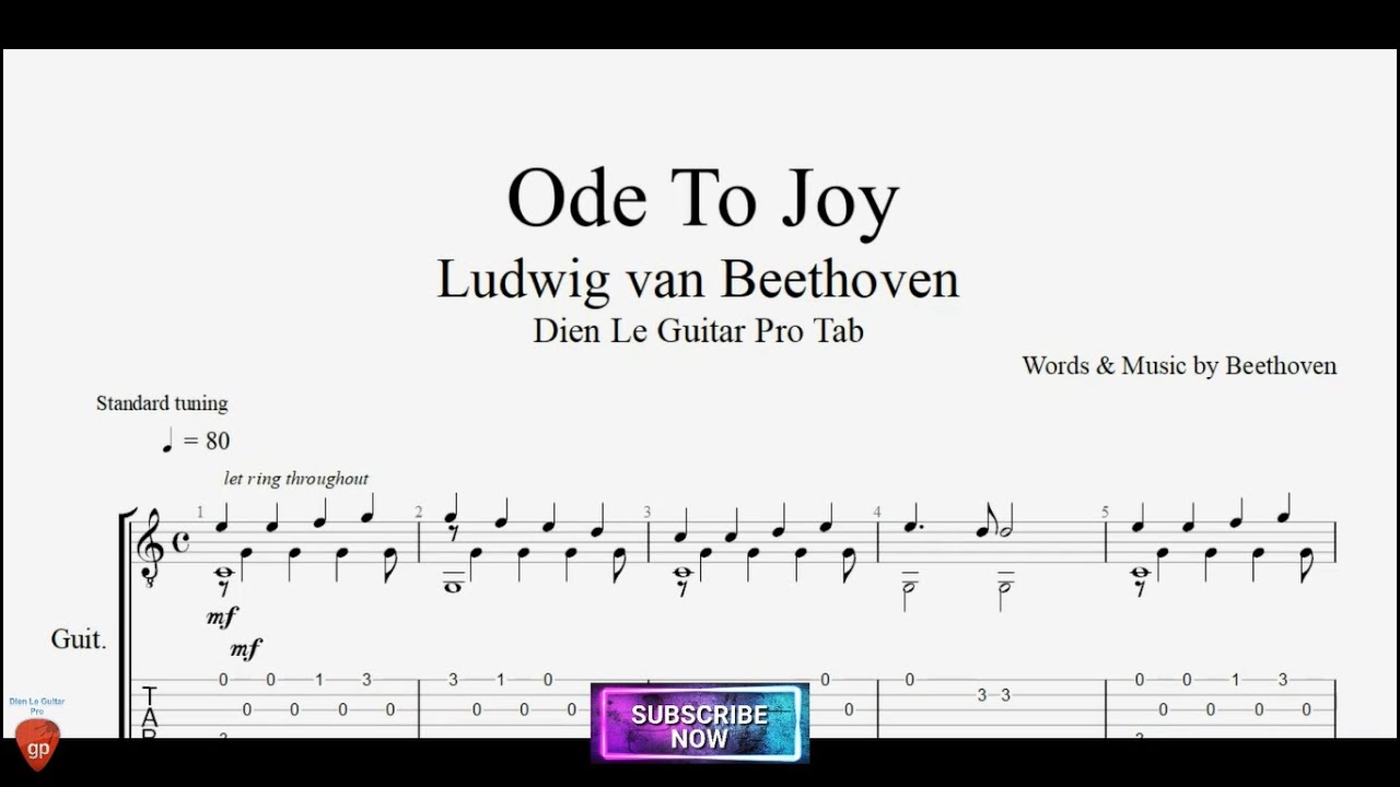 Beethoven Ode To Joy Guitar Tutorial with TABs - YouTube