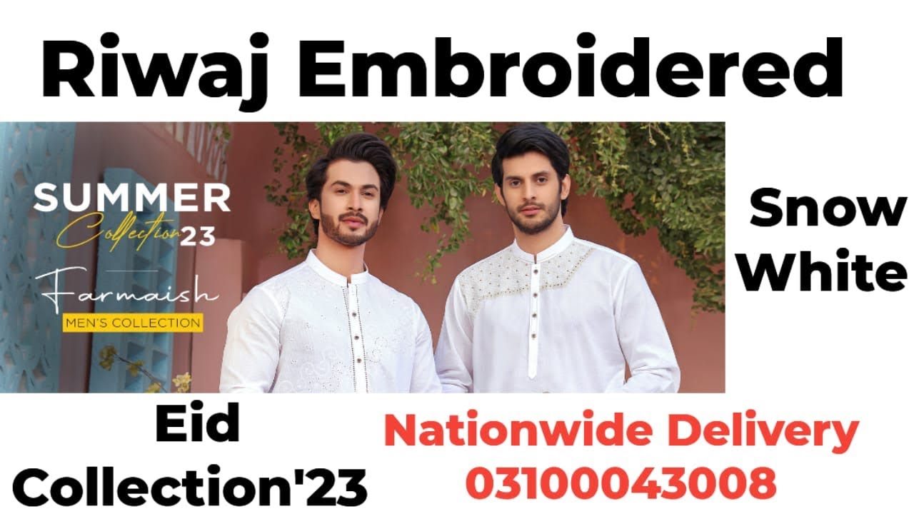 Riwaj Eid Collection 2023 | Embroidered Snow White collection ...