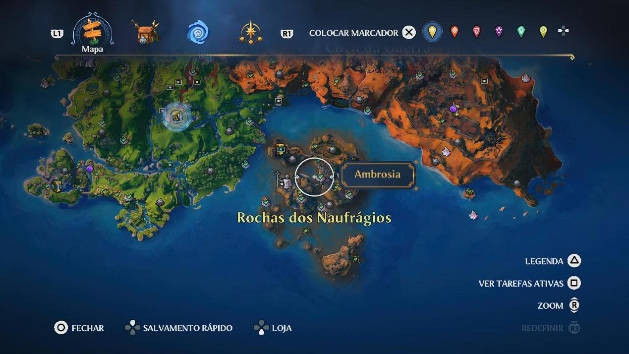 Immortals Fenyx Rising Desafios míticos rochas dos naufrágios ...