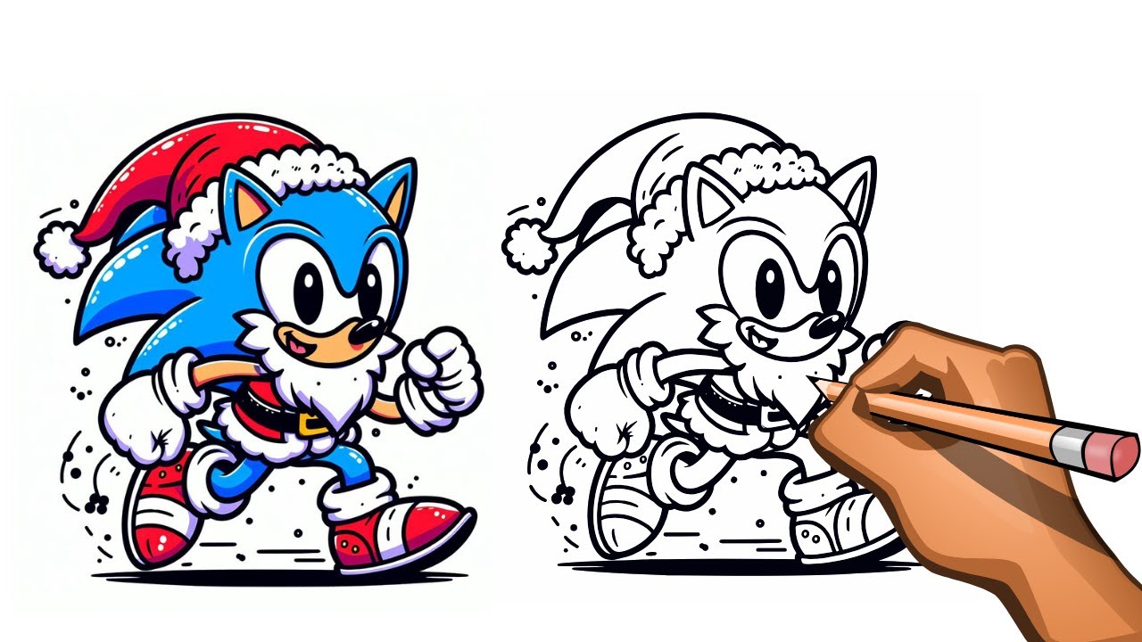 🌟🎅 Ho-Ho-Holiday Drawing Fun! 🎨 ️ Let's Draw Santa Sonic Dash Together ...