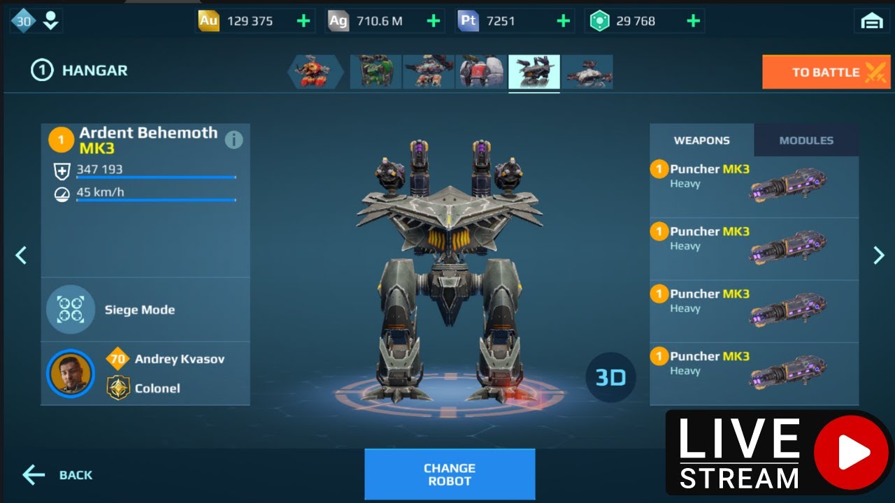 WAR ROBOTS LIVE STREAM THE MOST POWERFUL BEHEMOTH BUILD? #WARROBOTS ...