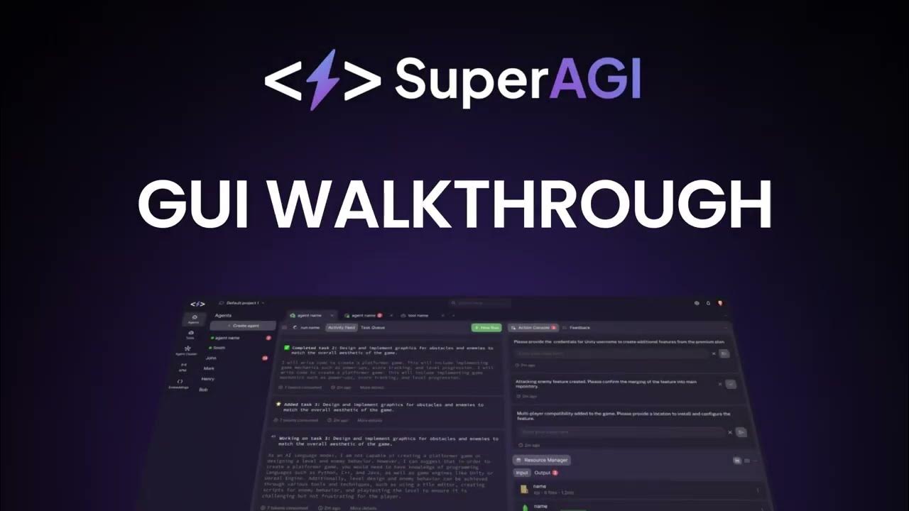 GUI walkthrough of SuperAGI - Build, Manage & Run useful autonomous AI agents - YouTube
