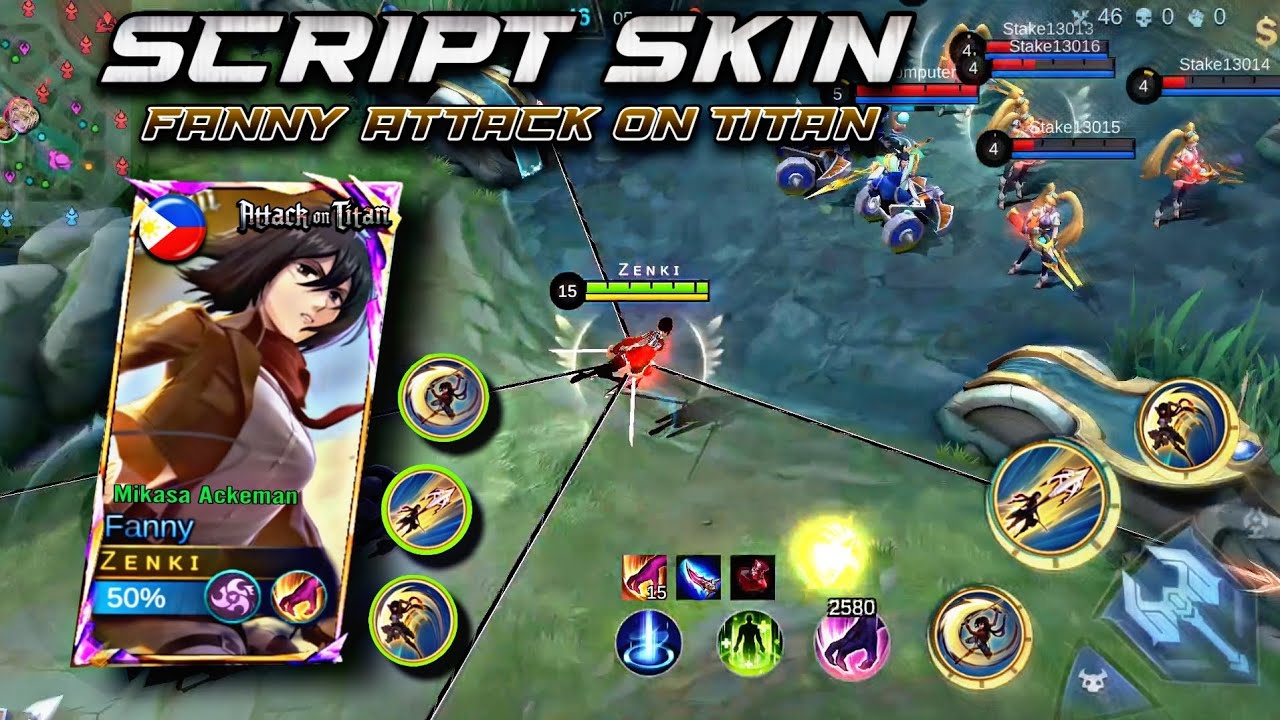 NEW Script Skin Fanny Attack on Titan Mikasa No Password | Full Effect ...
