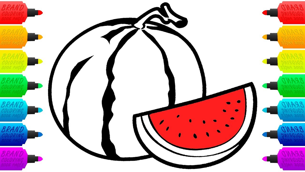 How to Draw Watermelon Coloring Page for Children - YouTube