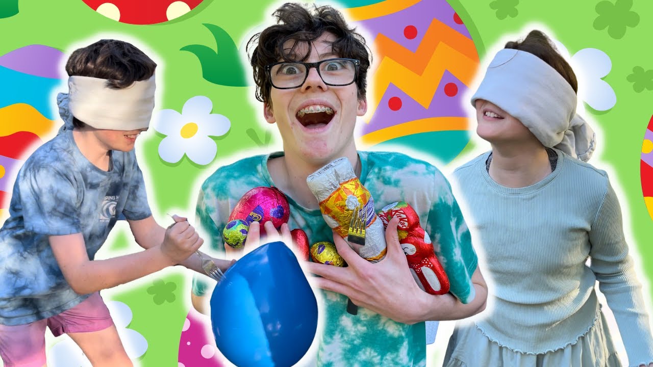 BLINDFOLDED EASTER CHALLENGE WITH 6 KIDS | EASTER EGG HUNT WITH A TWIST - YouTube