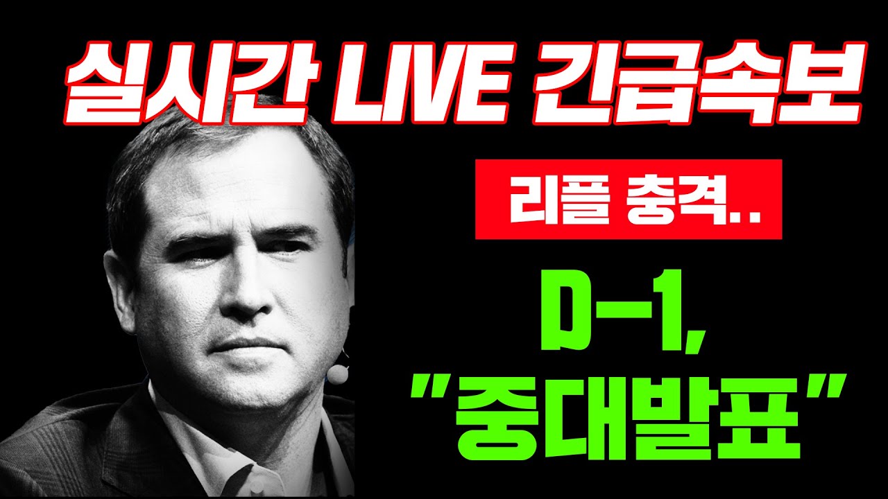 실시간 Live 긴급속보 리플 충격 D 1 중대발표 리플 리플전망 리플코인 리플대응 리플수익 Youtube