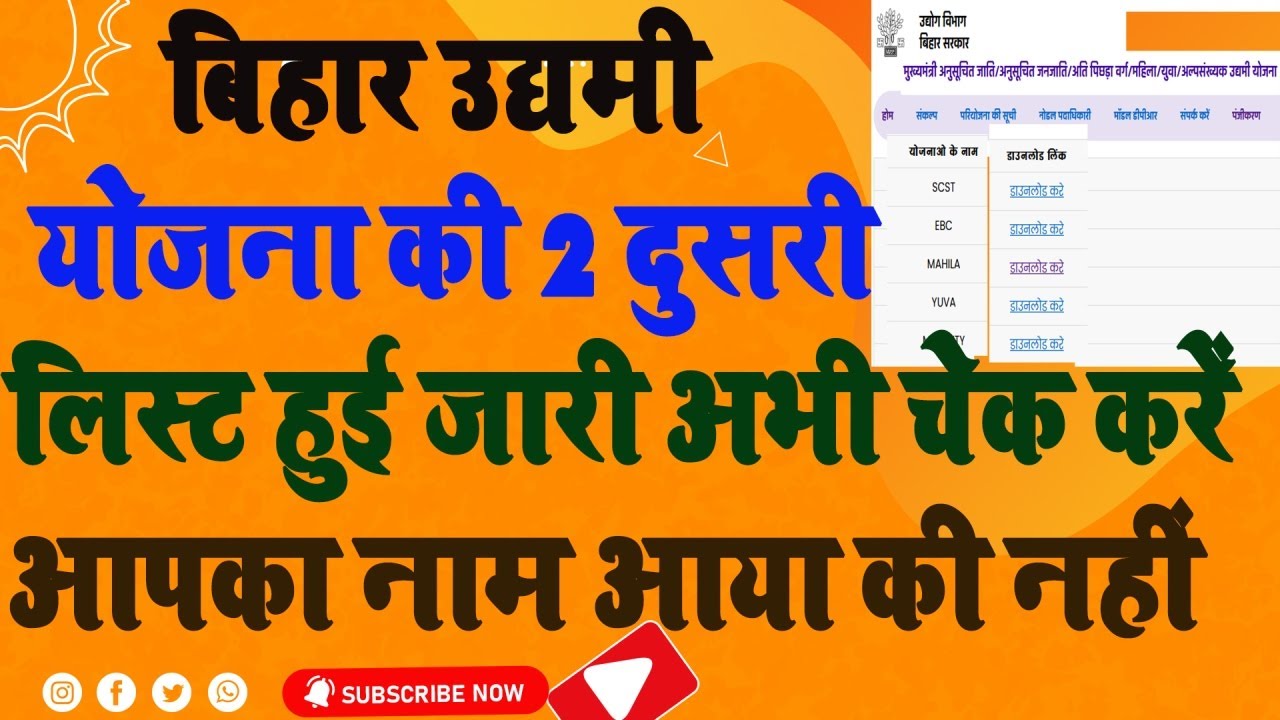 Bihar Udhami Yojna 2nd List Published 2023 | 2nd List Jari Of Bihar ...