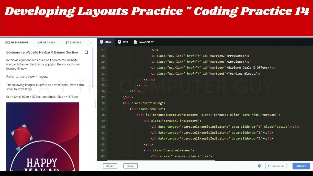 Coding Practice 14 | Developing Layouts Practice| Ecommerce Website Navbar & Banner Section | # ...