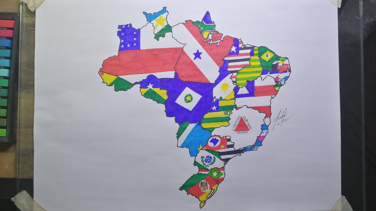 Drawing Brazil states flag map | mapa de bandeiras dos estados do ...