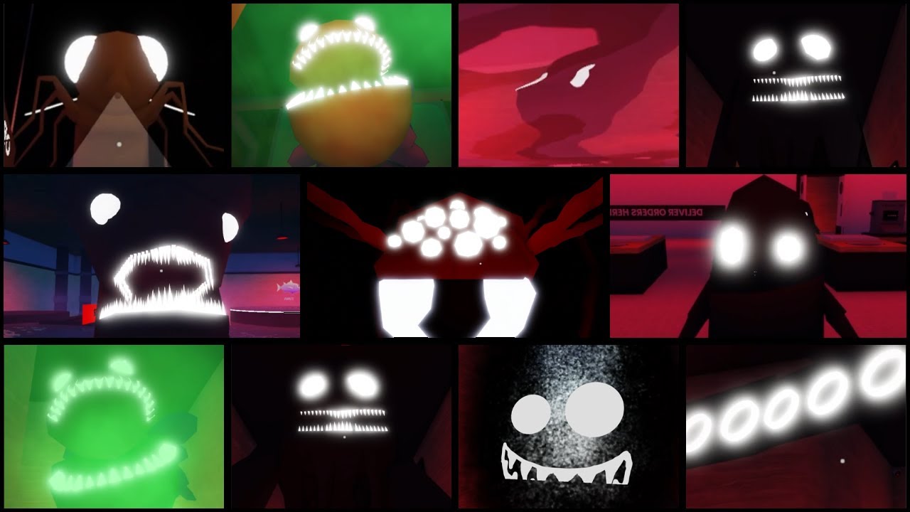 ROBLOX SCARY SUSHI ALL JUMPSCARES + ALL MONSTERS NAMES AND BIOS - YouTube