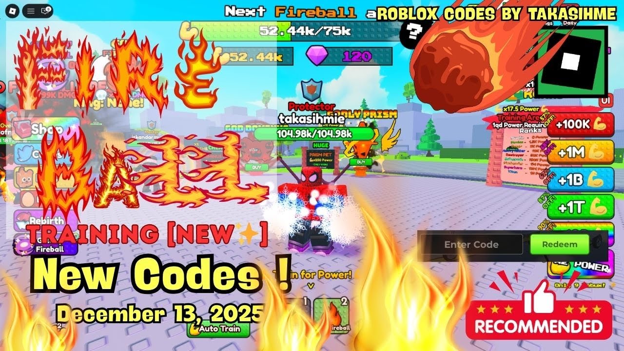 New Update CODES Fireball Training Roblox, December 13, 2025 - YouTube