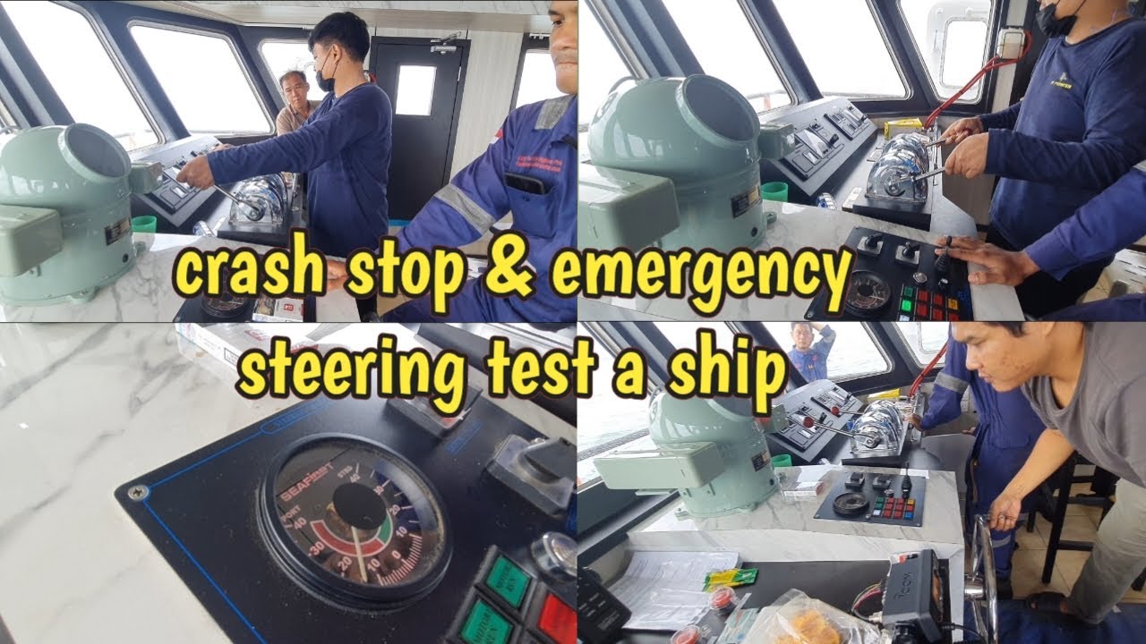 crash stop & emergency steering test a ship - YouTube
