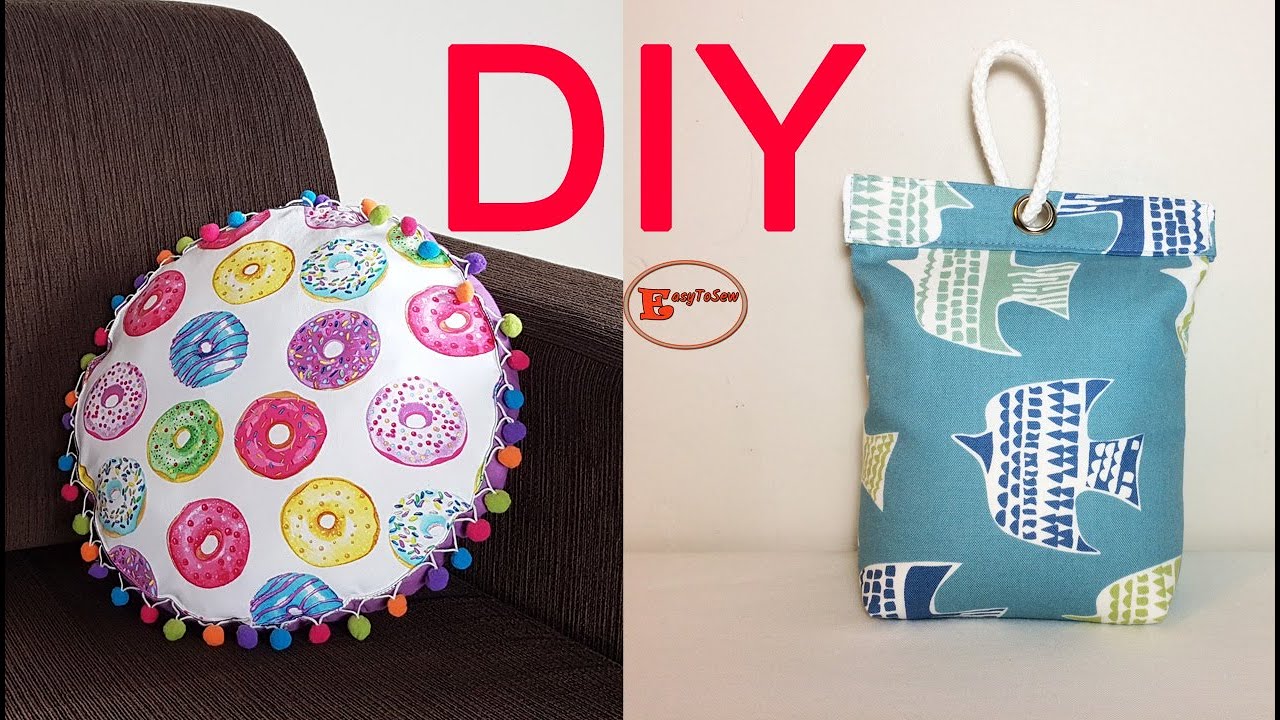 COLORFUL POM POM ROUND CUSHION | DOOR STOPPER WITH HOLDER IDEAS - YouTube