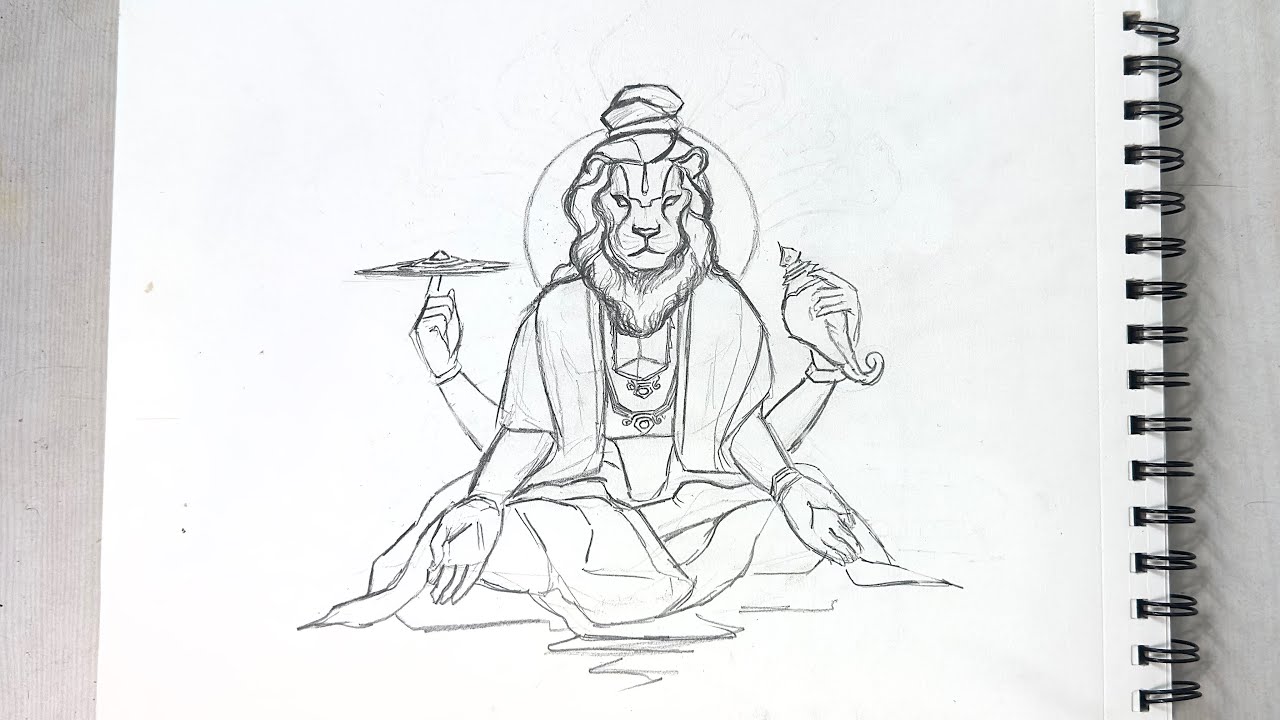 How to Draw Lord Narasimha Step By Step| God Narasimha Drawing | By ...