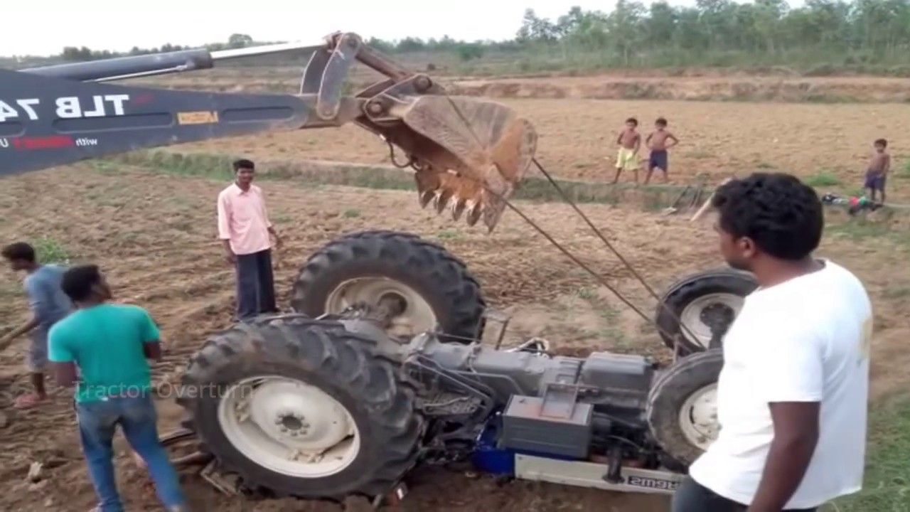 Tractor Overturn In The Field at Village || Tractor Accident - YouTube