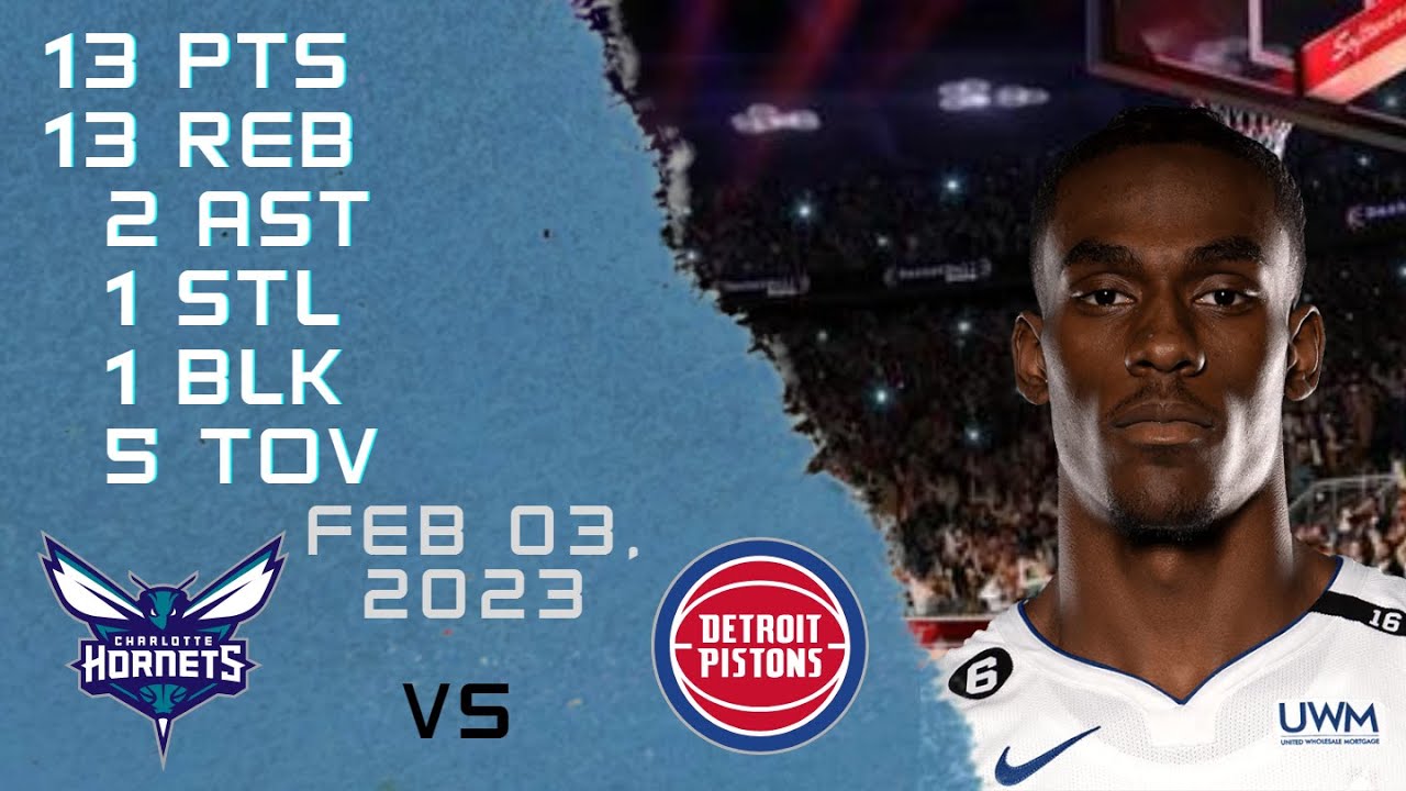 Jalen Duren NBA Player Highlights 03-02-2023 PISTONS vs HORNETS REGULAR ...