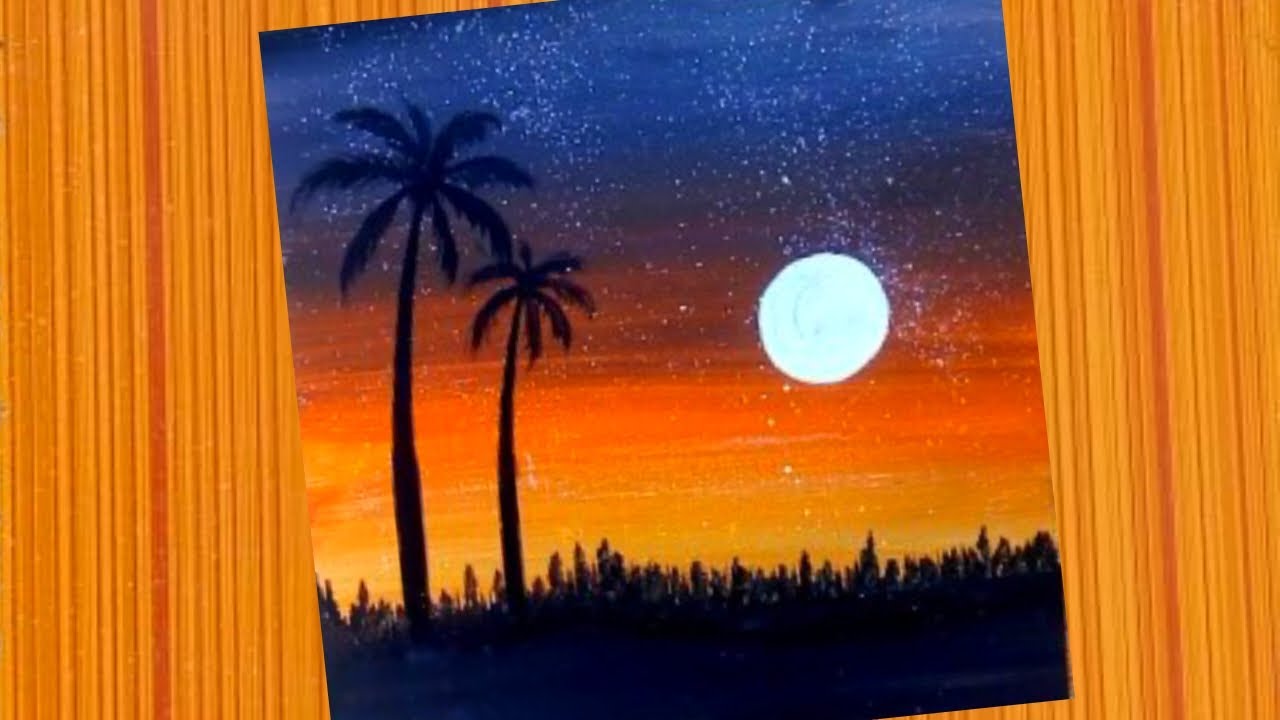 Beautiful night scenery painting || painting arts || Acrylic painting ...