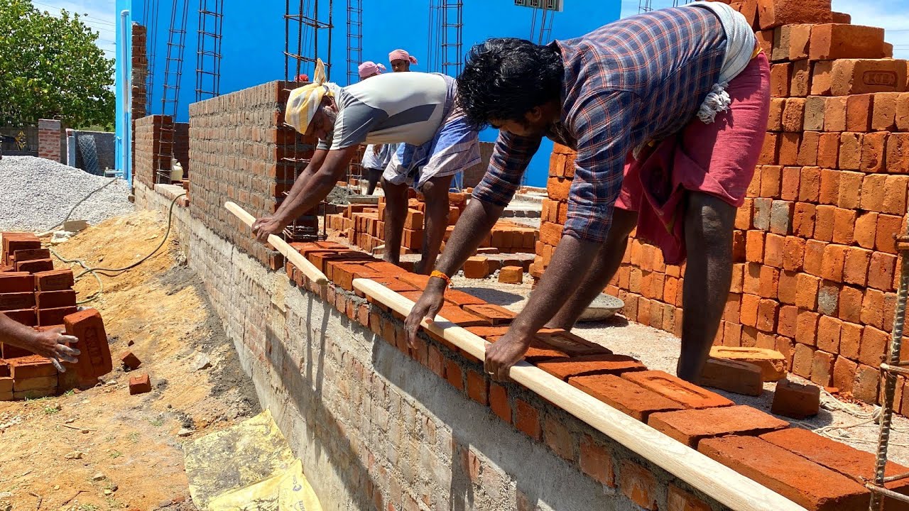 Awesome! BrickWall Techniques_Building Sill level Bricklaying Perfectly ...