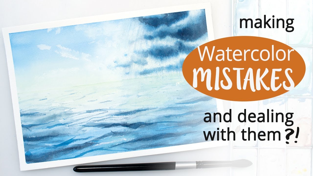 Watercolor seascape painting - MISTAKES and how to DEAL with them - YouTube