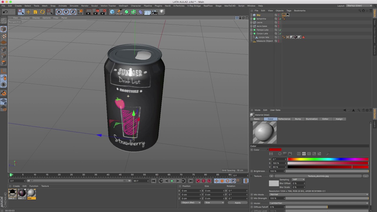 Cinema 4D #Aula - 04 Textura Lata (Modelagem) - YouTube