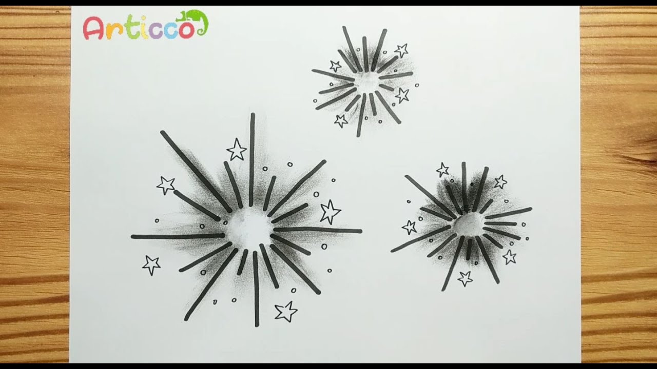 HOW TO DRAW SIMPLE REALISTIC NEW YEAR FIREWORK - YouTube