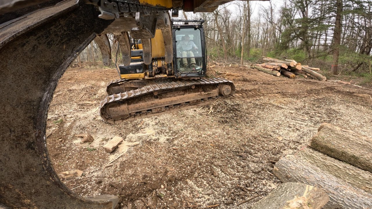 Processing Lumber with Excavator During Land Clearing - YouTube