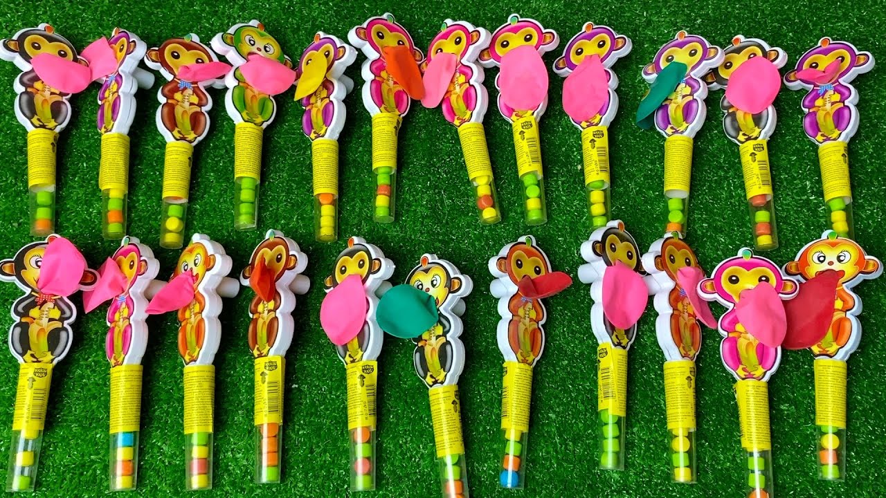 24 LOLLIPOPS MONKEY OPENING LEARN COLORS NO talk - YouTube