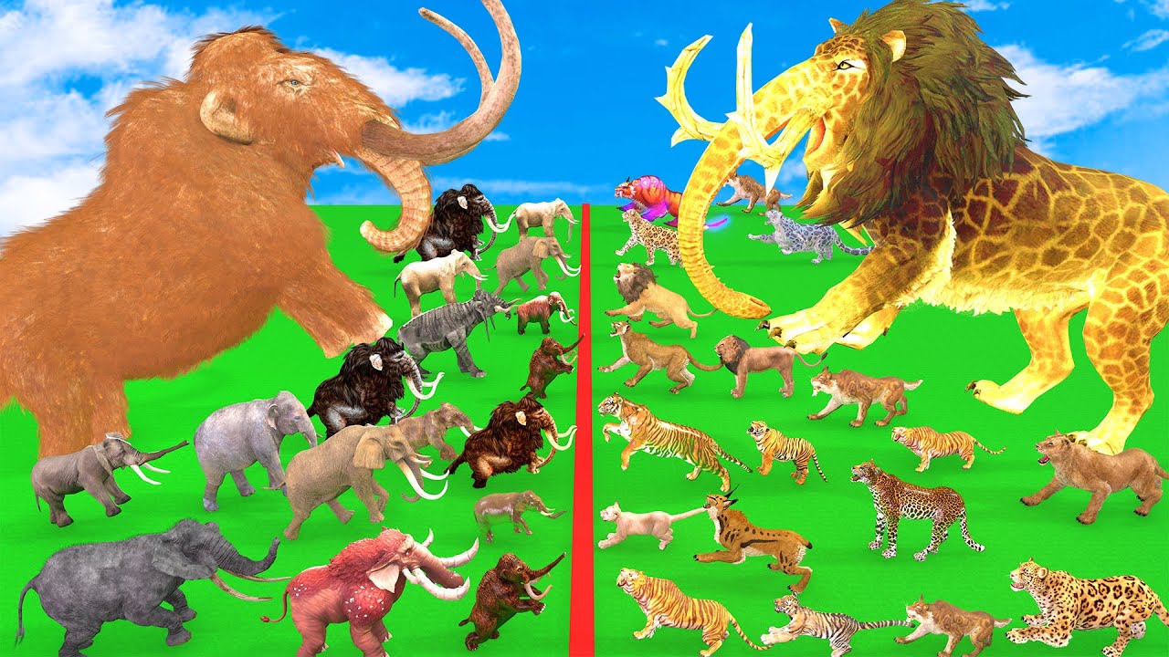Prehistoric Mammals vs Modern Mammals Size Comparison Mammoth Vs ...