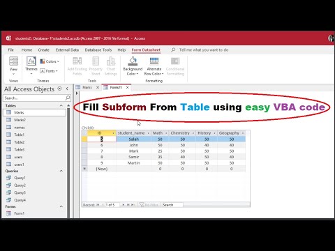 How to fill subform from table in MS Access database using easy code VBA - YouTube