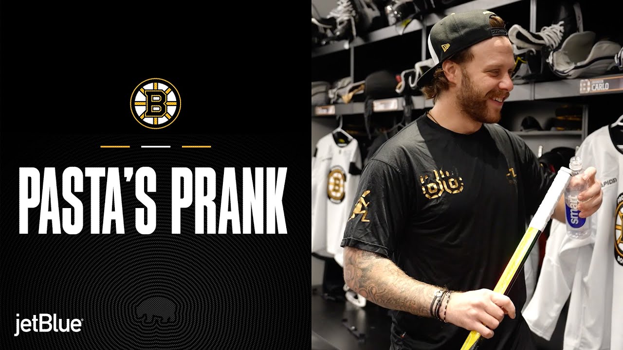 Pastrnak Pulls Off Locker Room Prank on Carlo - YouTube