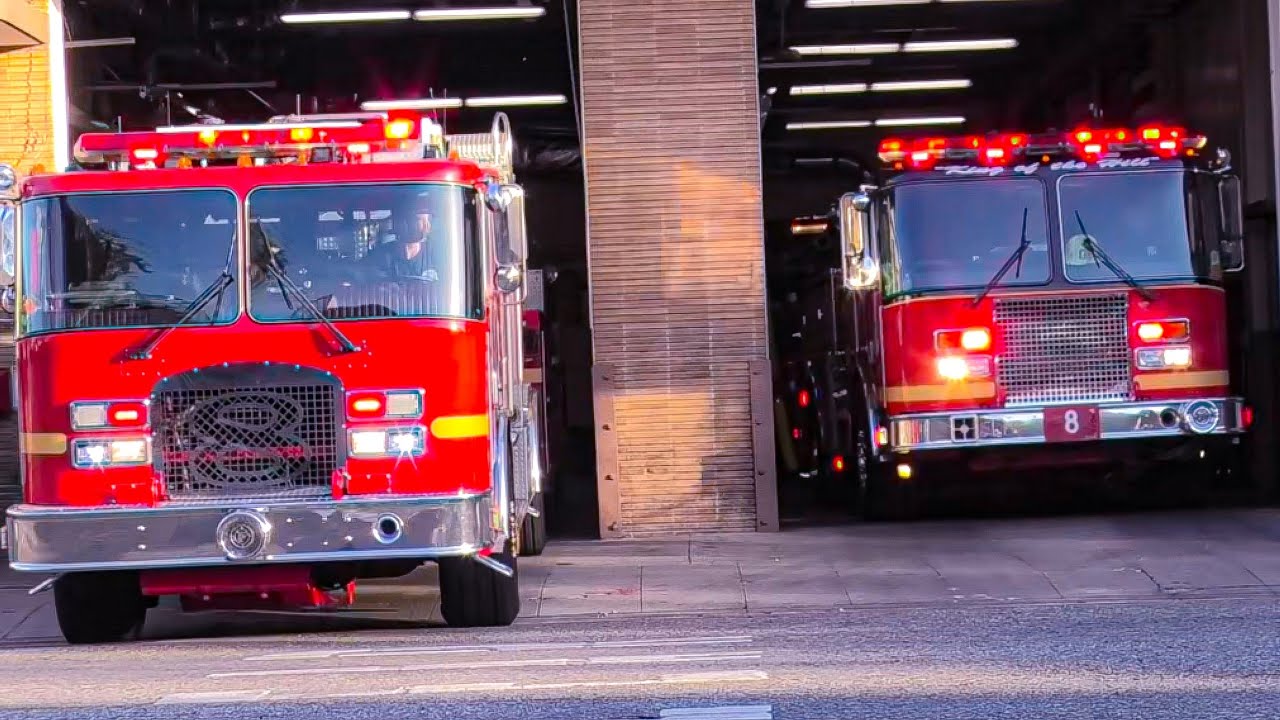 LACoFD Engine 8 & Quint 8 - YouTube