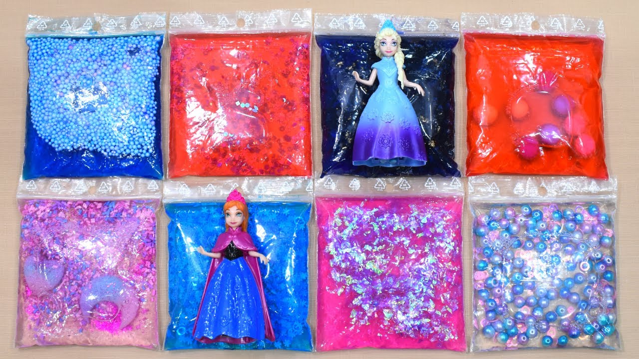 Making DISNEY PRINCESS Slime with Bags 👸 | Satisfying Clear Slime, ASMR ...