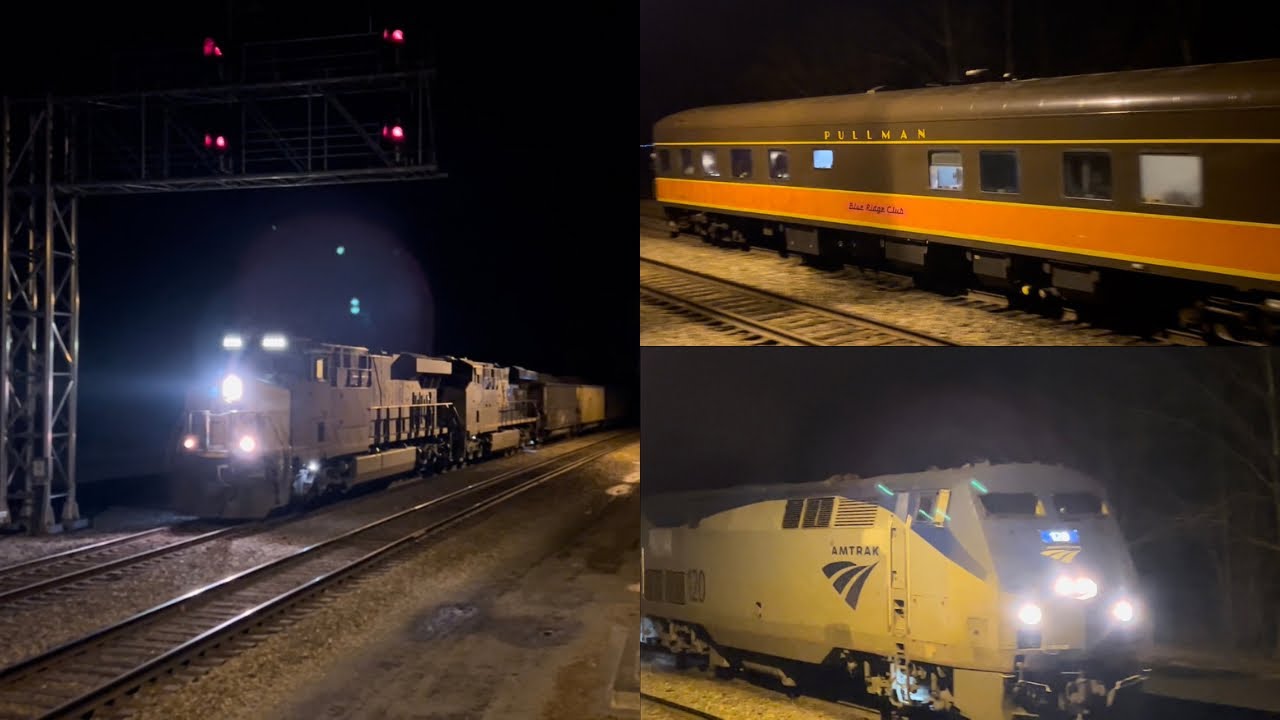 Amtrak 51 Cardinal Arrives with Two Private Cars, Long Coal Train Rolls ...