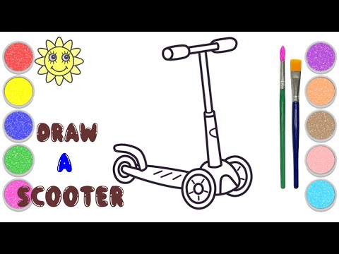 How to Draw a Scooter | Scooter Drawing for Kids - YouTube