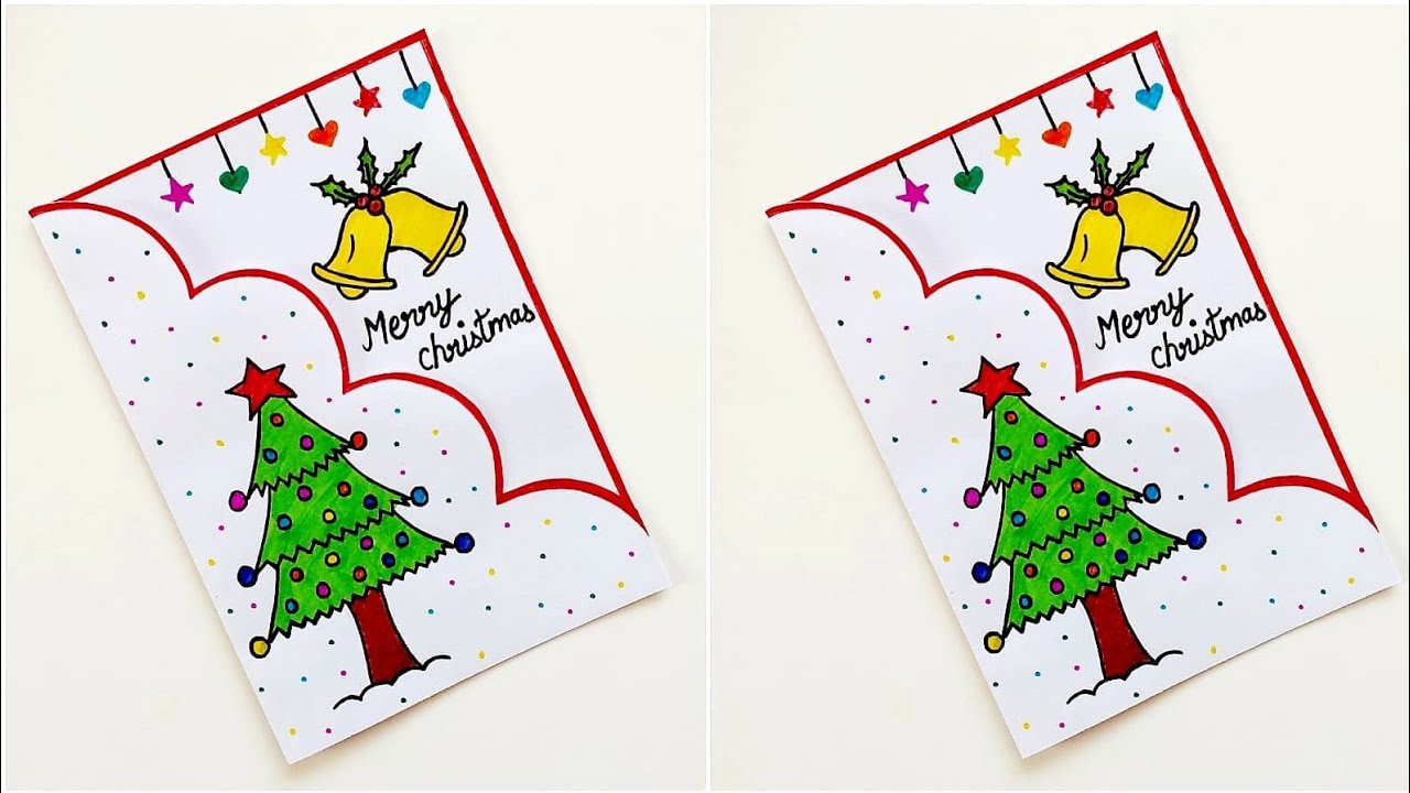 Cute 😍 easy white paper christmas card idea • DIY Merry Christmas ...