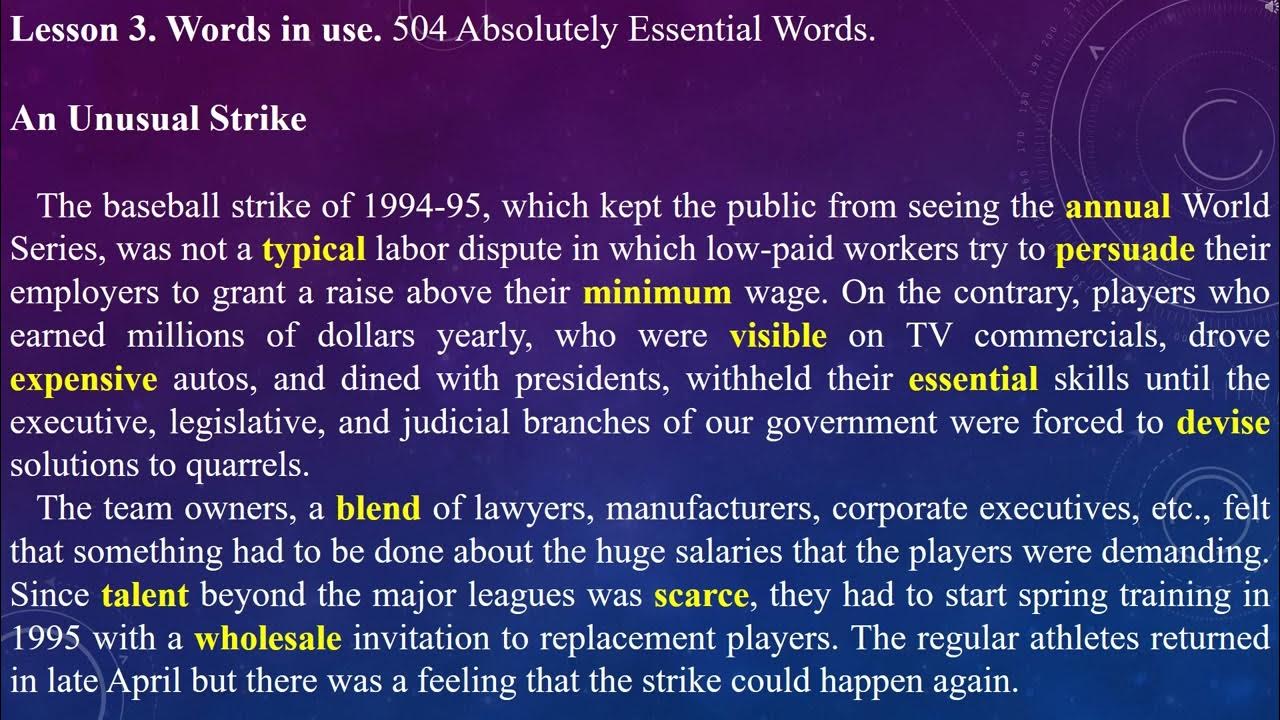 Lesson 3. Words in use. 504 Absolutely Essential Words. - YouTube