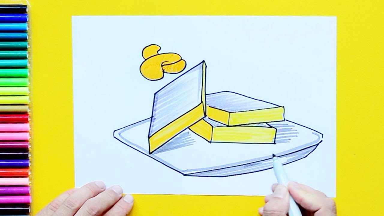 How to draw Kaju Katli - Indian festive sweets - YouTube