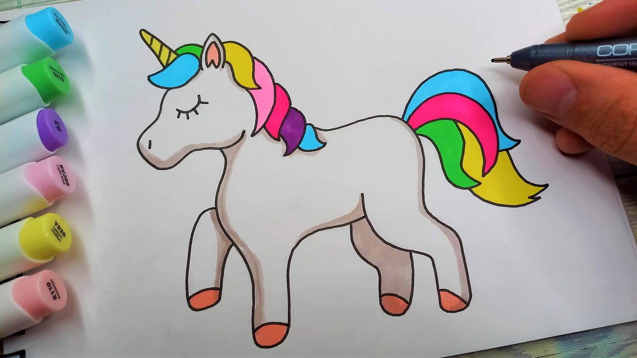 Deseneaza un PONEI UNICORN Curcubeu Usor Pas cu Pas pt Incepatori ...