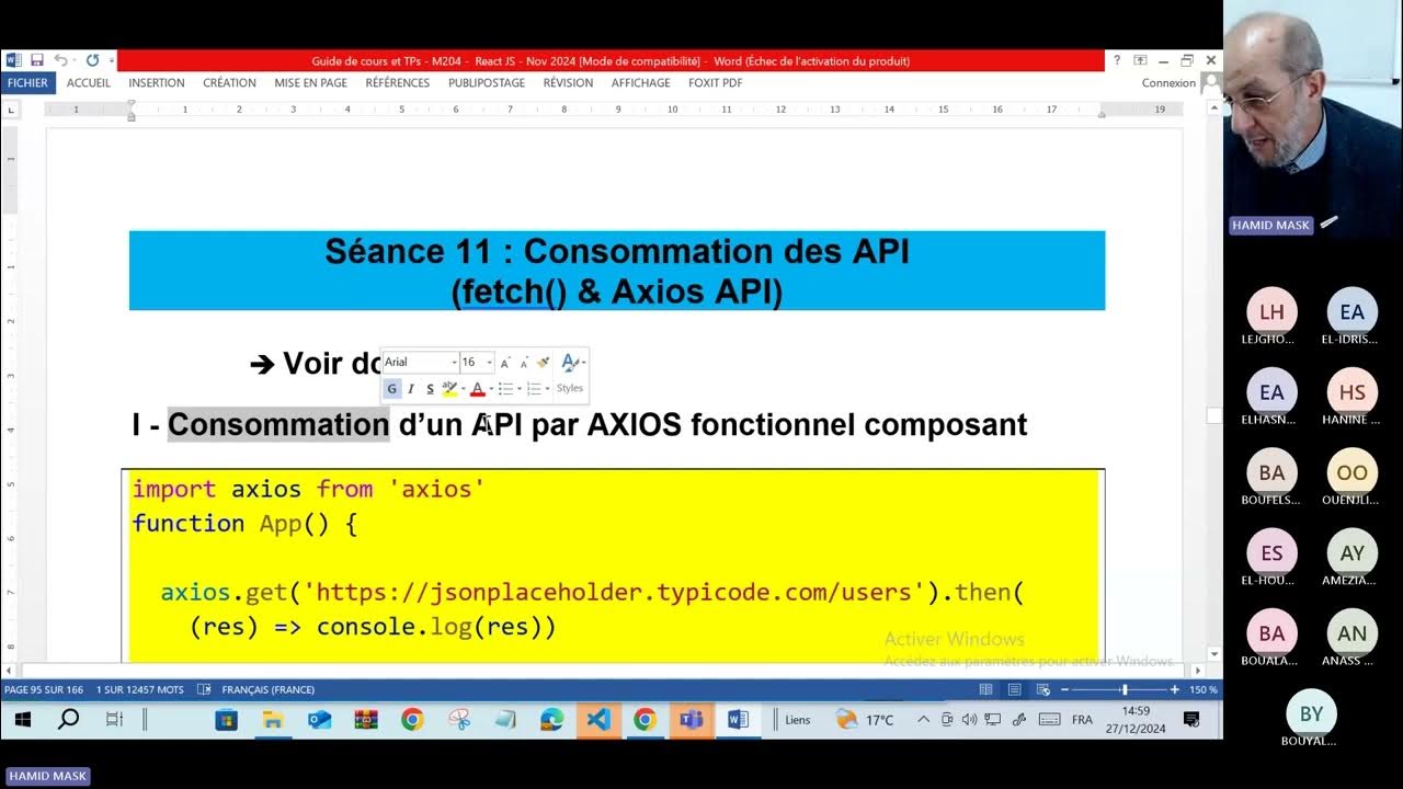React js - Part16 - Séance 11 - consommation des APIs (axios et fetch) - YouTube
