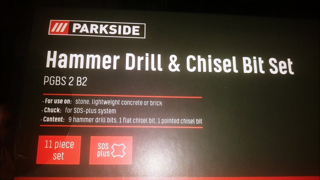 Lidl parkside Hammer drill & chisel bit set (PGBS 2 B2) sgs plus system ...