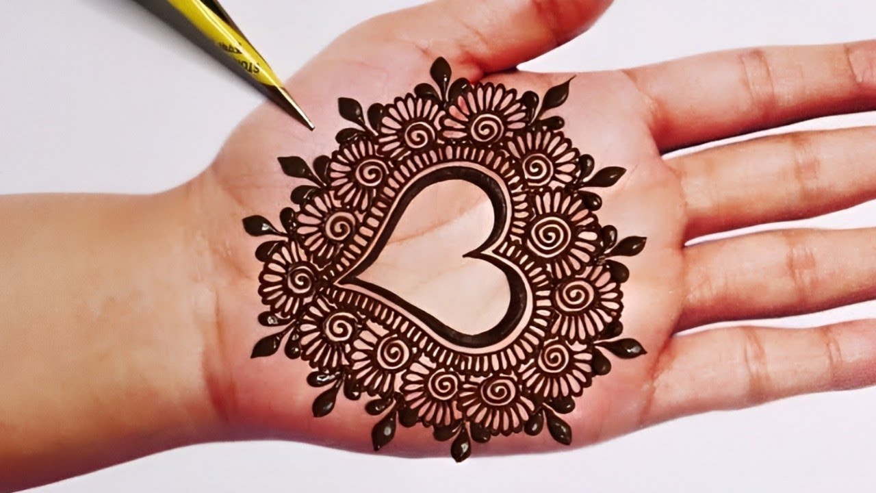 Simple and unique love heart shape mehndi designs | #mehndi design | # ...