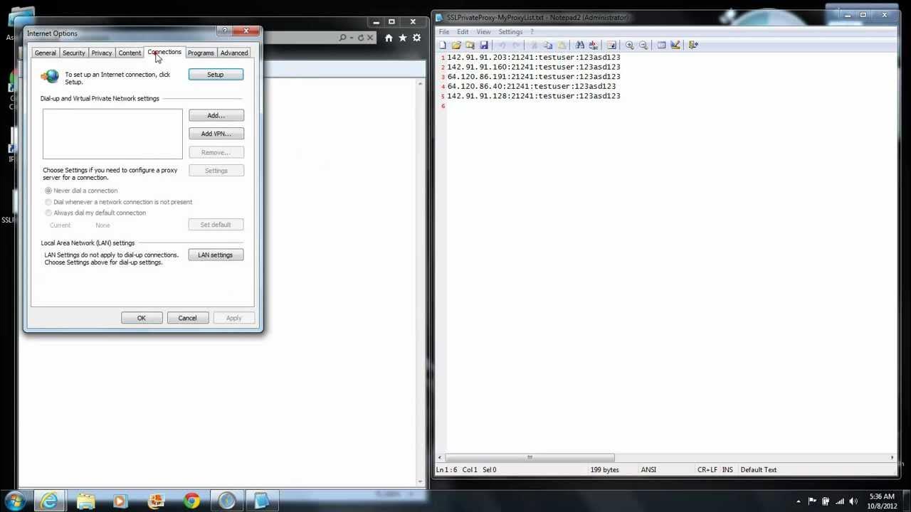 How to use SSLPrivateProxy.com Private Proxies with IE9 Browser - YouTube
