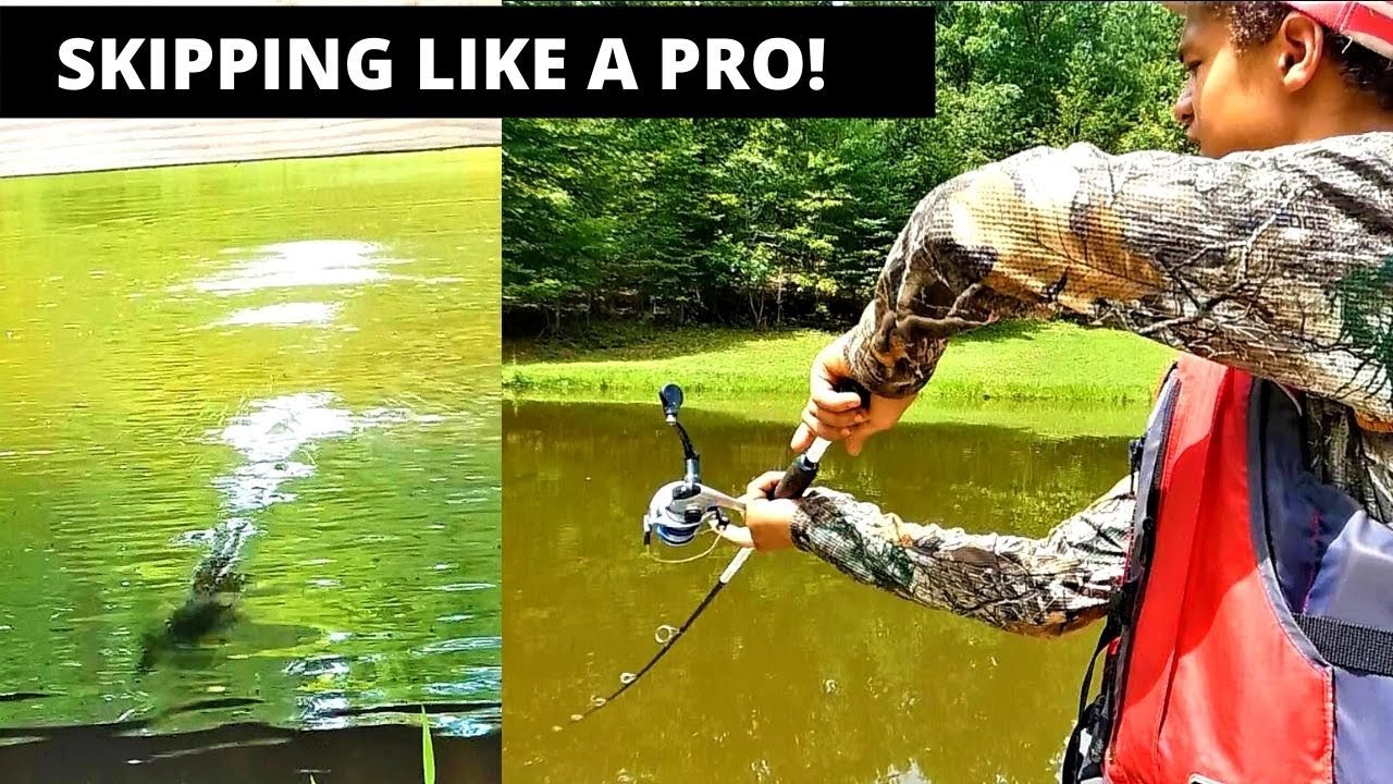 How to skip a lure (skipping with a spinning reel) Episode:3 | Learning ...
